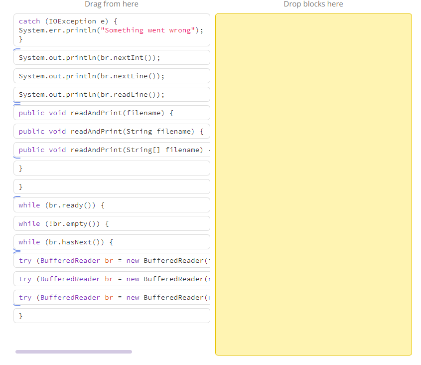 Solved Using the following lines of code, construct (drag | Chegg.com