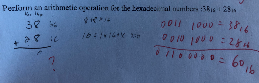 Solved Perform an arithmetic operation for the hexadecimal | Chegg.com