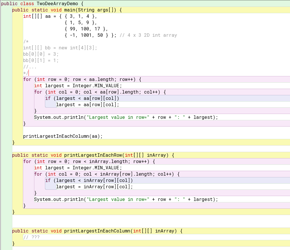 Solved public class TwoDeeArrayDemo { public static void | Chegg.com