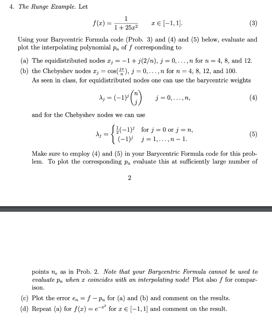 3. (a) Implement the Barycentric Formula for | Chegg.com