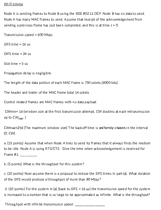 Solved This is a question from Wireless Networking an | Chegg.com