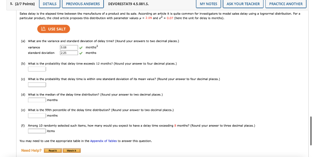 Solved 5. [2/7 Points) DETAILS PREVIOUS ANSWERS DEVORESTAT9 | Chegg.com