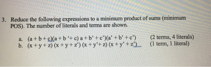 Solved Reduce the following expressions to a minimum product | Chegg.com