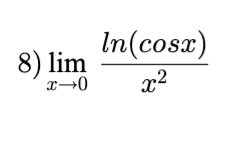 Solved 8) limx→0x2ln(cosx) | Chegg.com