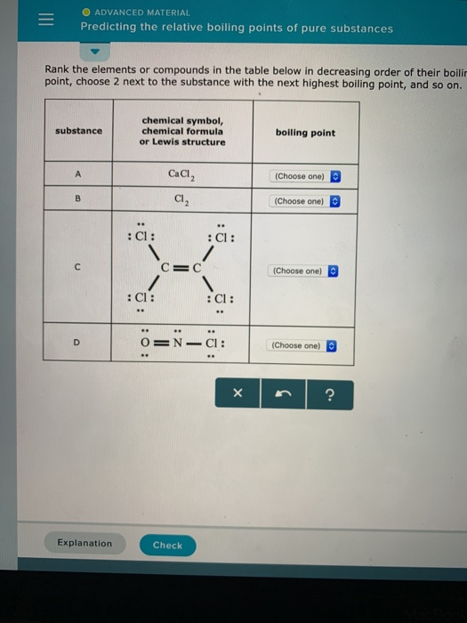 Solved O ADVANCED MATERIAL Predicting the relative boiling | Chegg.com