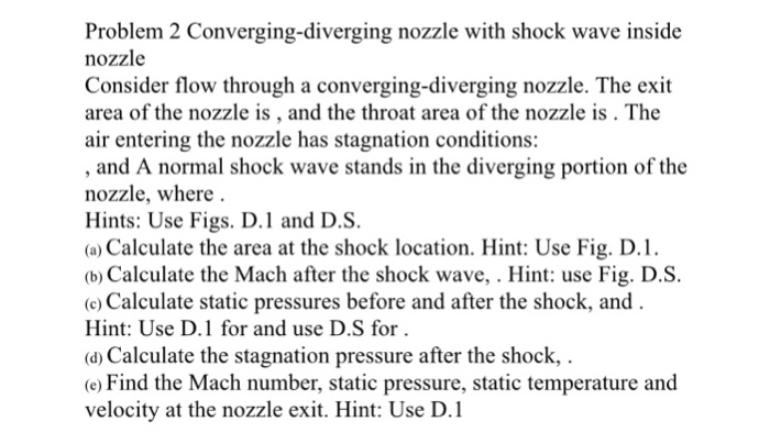 Solved Problem 2 Converging-diverging nozzle with shock wave | Chegg.com
