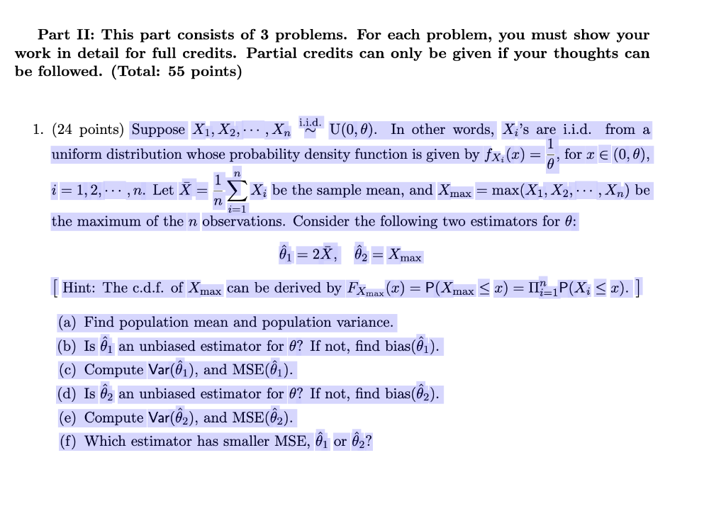 Solved Part II: This part consists of 3 problems. For each | Chegg.com