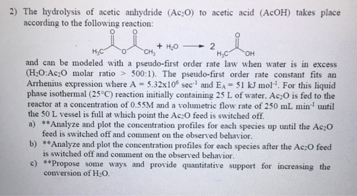 2) The hydrolysis of acetic anhydride (Ac2O) to | Chegg.com