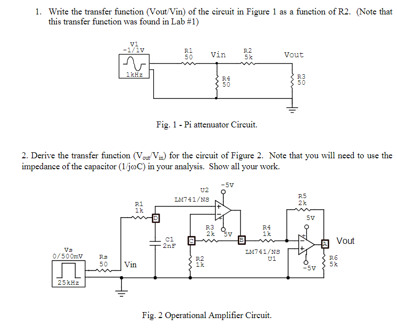 Solved 1. Write the transfer function (Vout/Vin) of the | Chegg.com