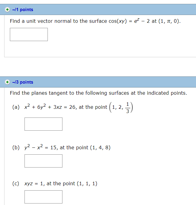 Solved 1 points Find a unit vector normal to the surface | Chegg.com