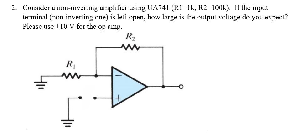 Solved 2. Consider a non-inverting amplifier using UA741 | Chegg.com