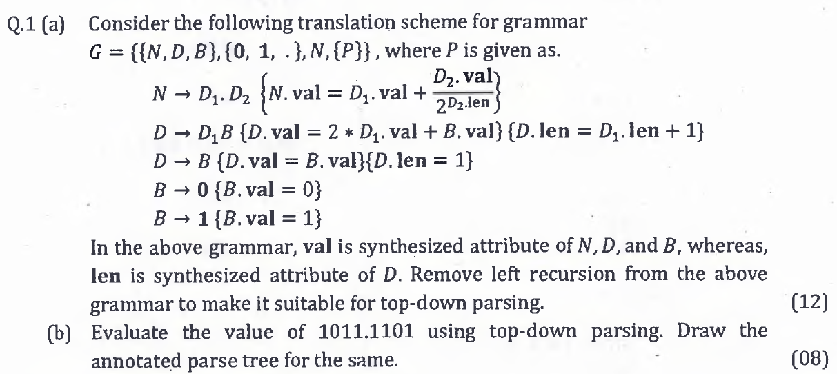 Solved (a) Consider the following translation scheme for | Chegg.com