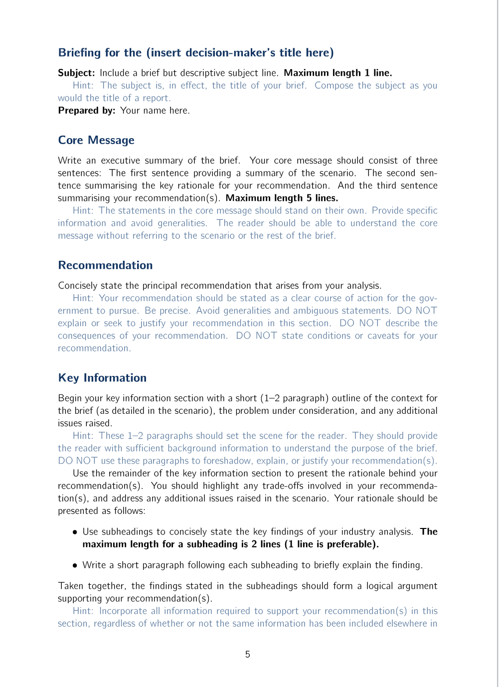 Solved Help me complete the brief, please read the questions | Chegg.com