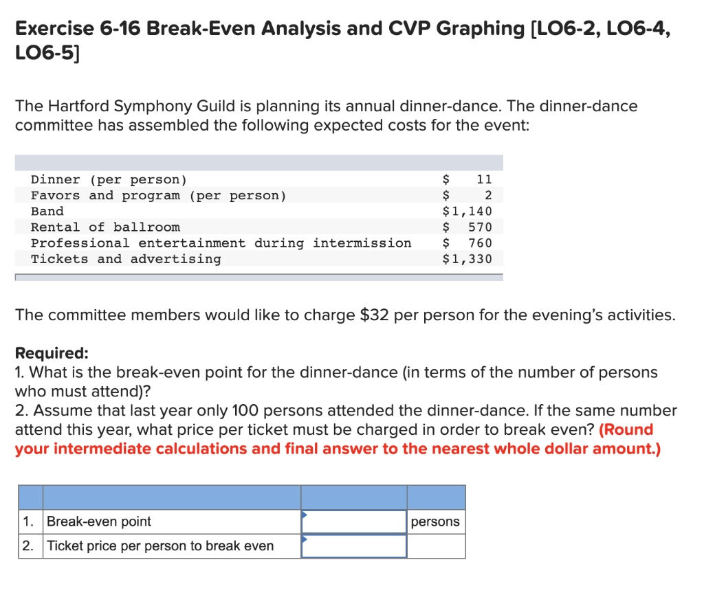 Solved Exercise 6-16 Break-Even Analysis and CVP Graphing | Chegg.com