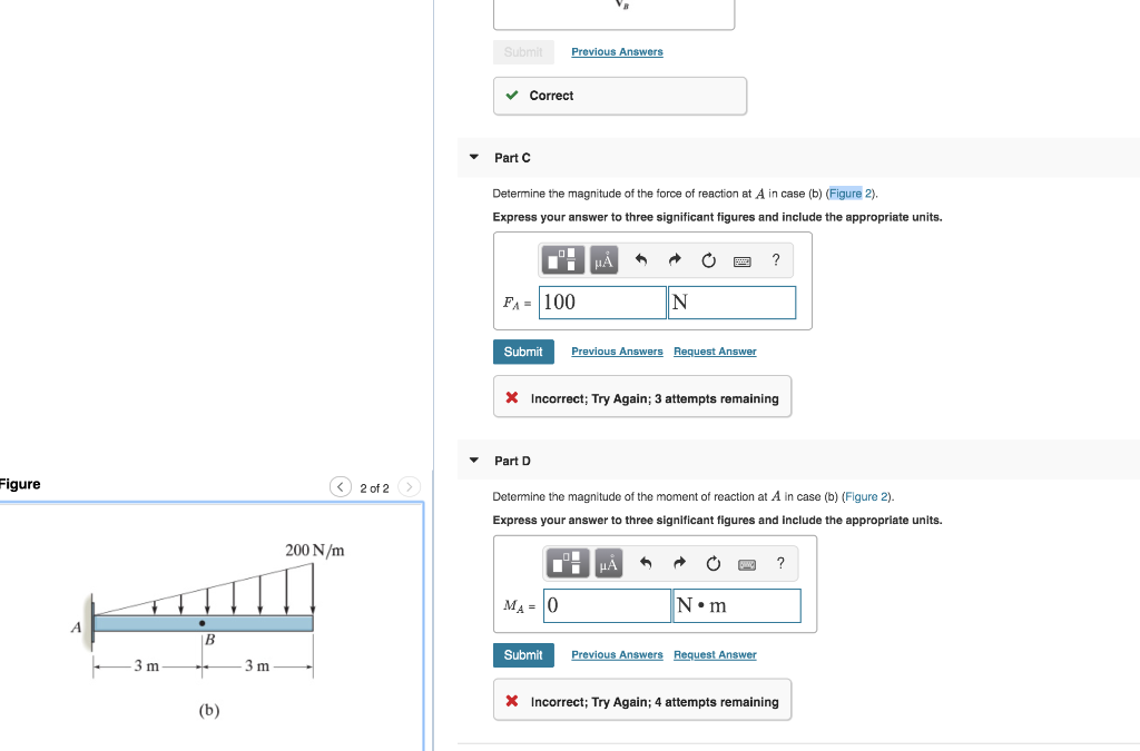 Solved Submit Previous Answers Correct Part C Determine the | Chegg.com