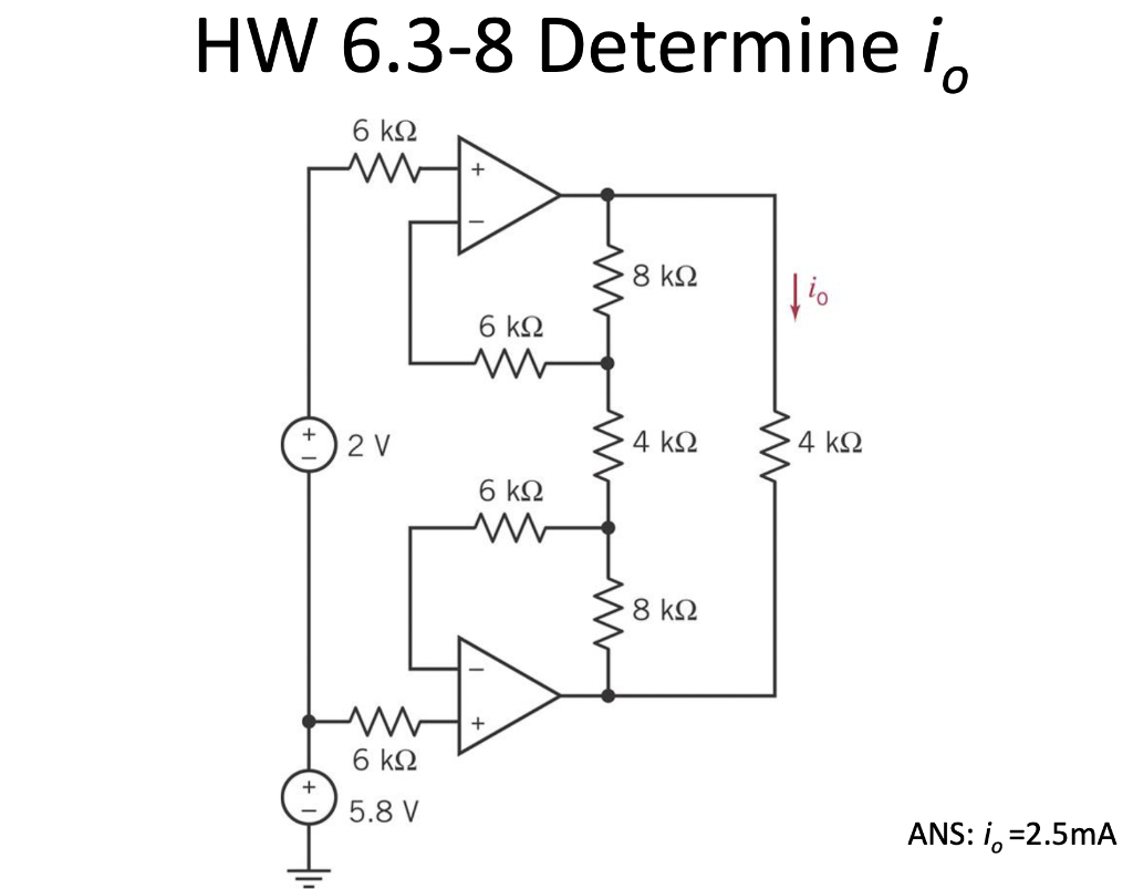 Solved HW 6.3-8 Determine io ANS: io=2.5 mA | Chegg.com
