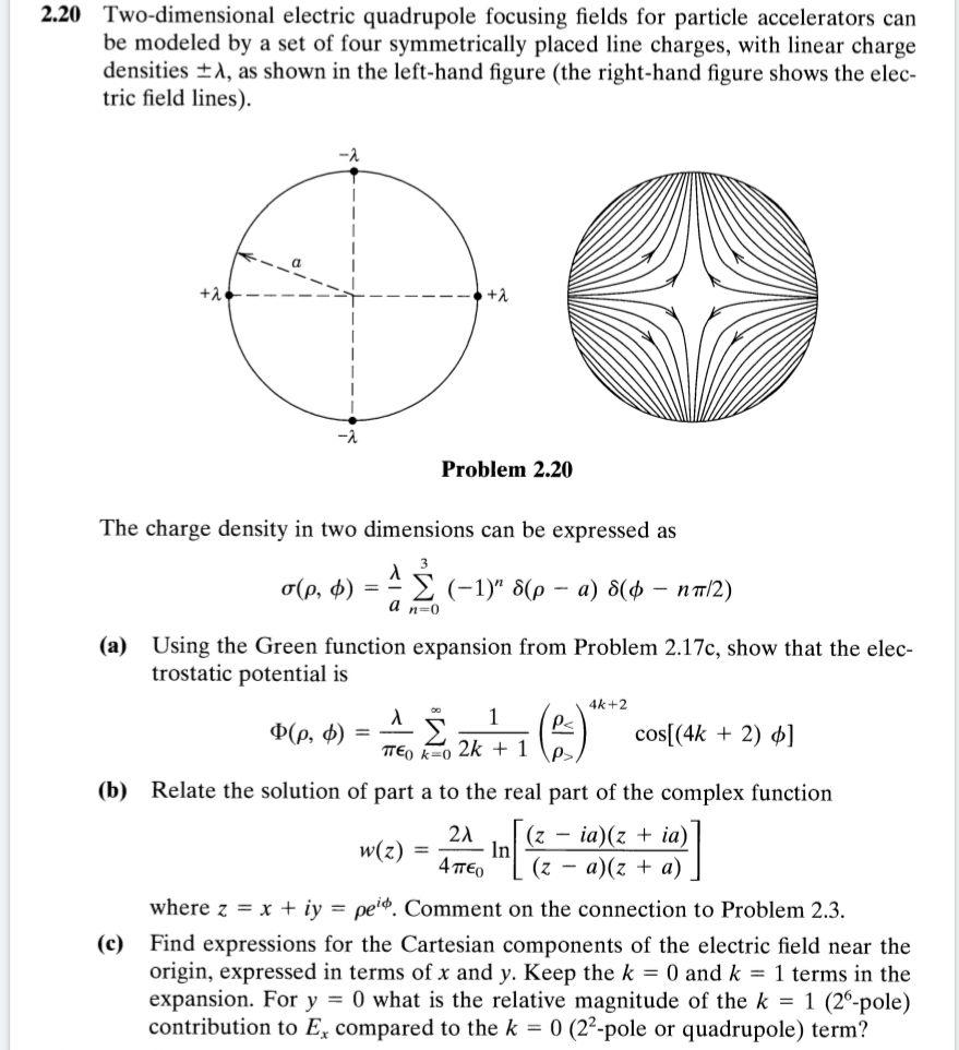 Solved 2.20 Two-dimensional electric quadrupole focusing | Chegg.com