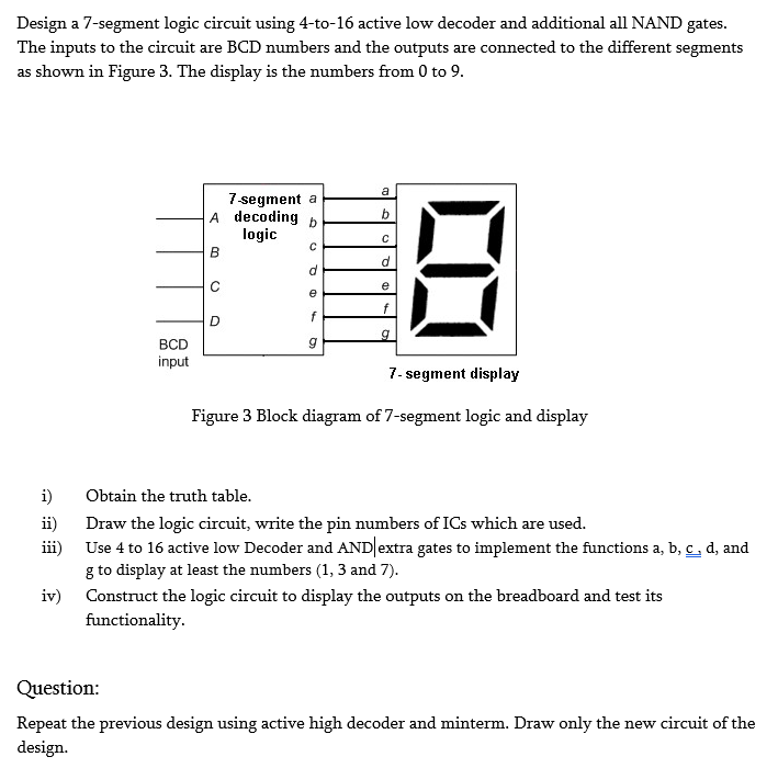 Solved Design a 7-segment logic circuit using 4-to-16 active | Chegg.com