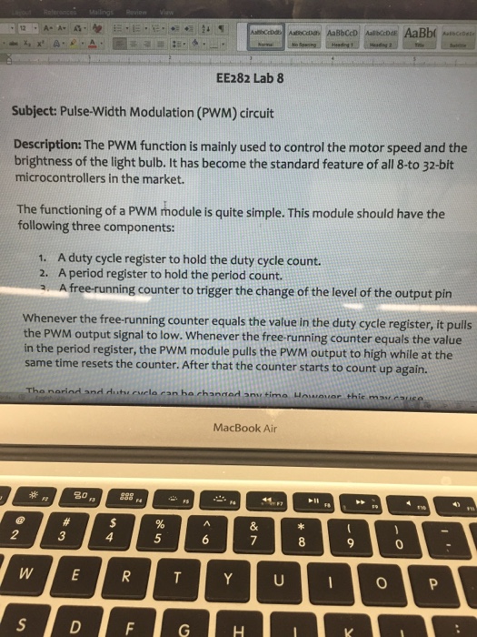EE282 Lab 8 subject: Pulse-width Modulation (PWM) | Chegg.com
