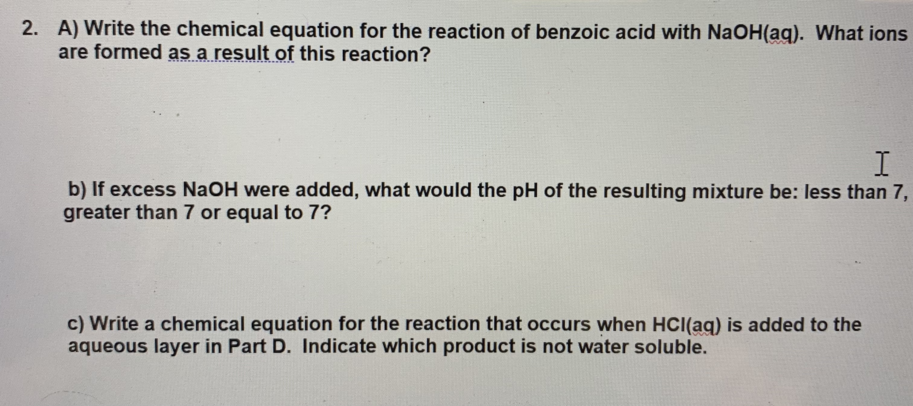 Solved A) Write the chemical equation for the reaction of | Chegg.com