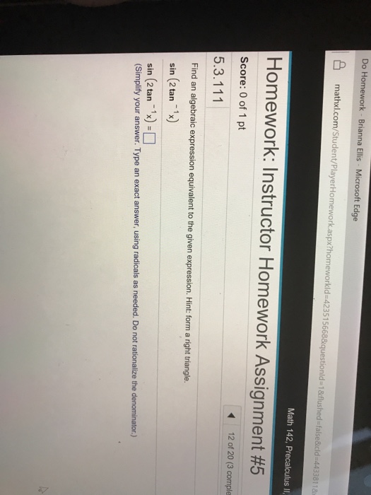 Solved Find an algebraic expression equivalent to the given | Chegg.com