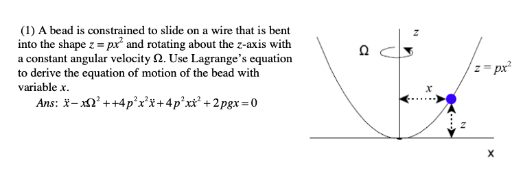 Solved N Ω (1) A bead is constrained to slide on a wire that | Chegg.com
