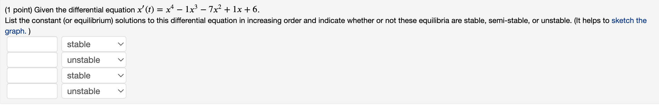 Solved (1 point) Given the differential equation | Chegg.com