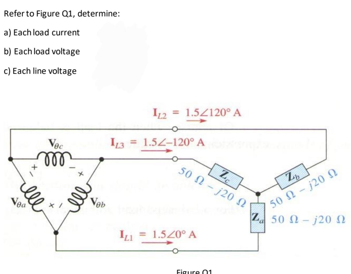 Solved Refer to Figure Q1, determine: a) Each load current | Chegg.com