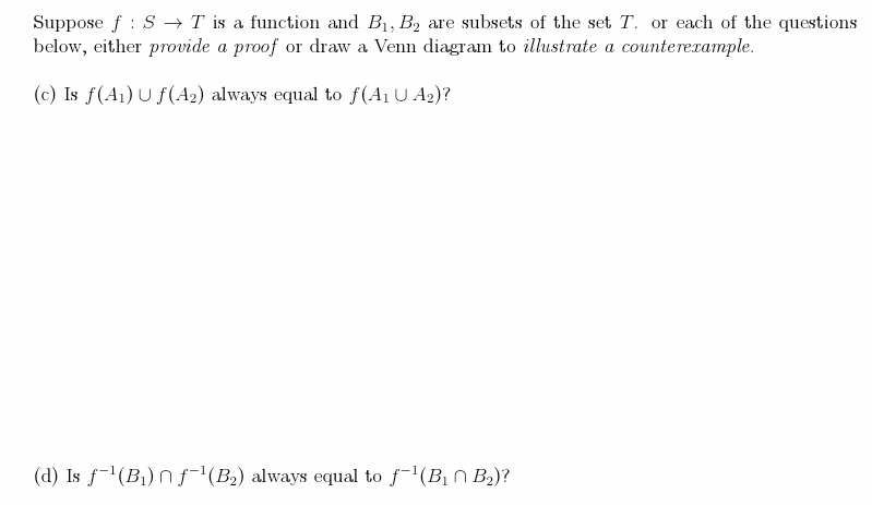 Solved Suppose f:S→T is a function and B1,B2 are subsets of | Chegg.com
