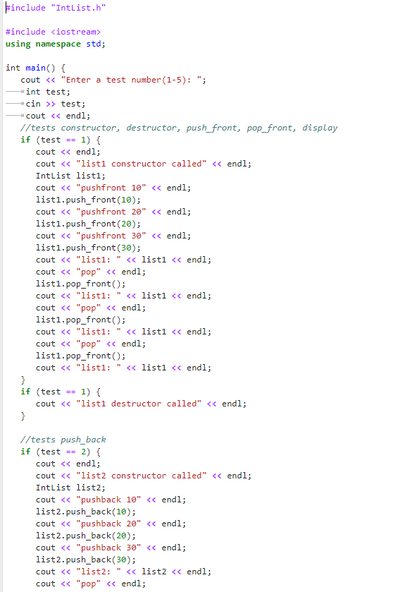 Solved IntList Lab Specifications You are required to come | Chegg.com