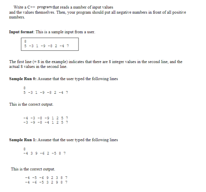 Solved Write a C++ program that reads a number of input | Chegg.com