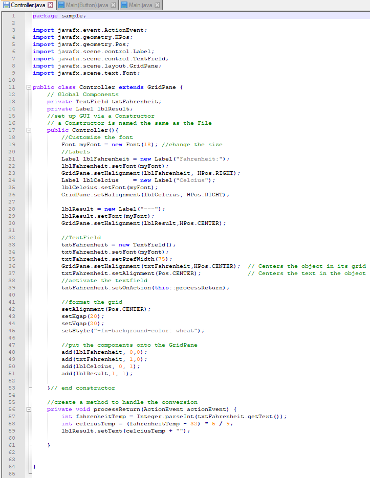 Main.java and Controller.java go together. They are | Chegg.com