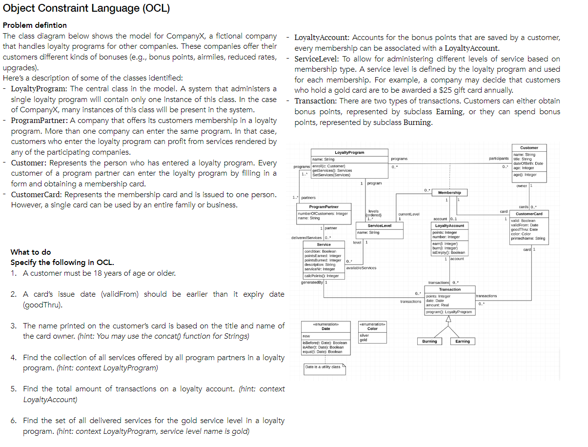 Solved Object Constraint Language Ocl Problem Defintion