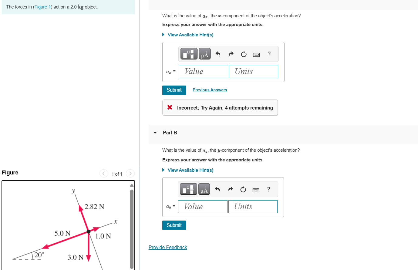 Solved The forces in (Figure 1) ﻿act on a 2.0 ﻿kg | Chegg.com