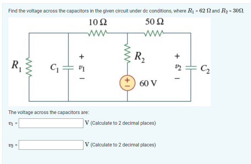 Solved Find the voltage across the capacitors in the given | Chegg.com