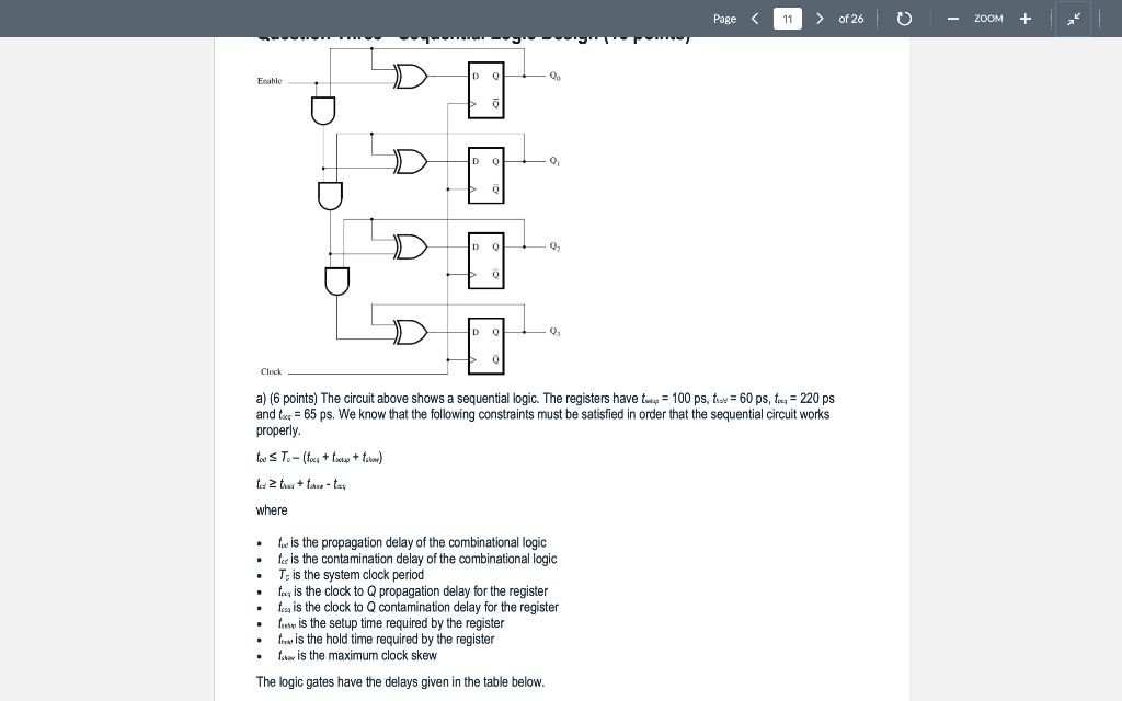 Solved 11 > of 26 9₁ Q₂ Q₂ Clock a) (6 points) The circuit | Chegg.com
