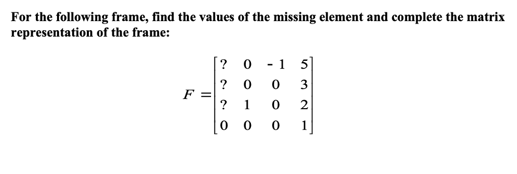 Solved For the following frame, find the values of the | Chegg.com