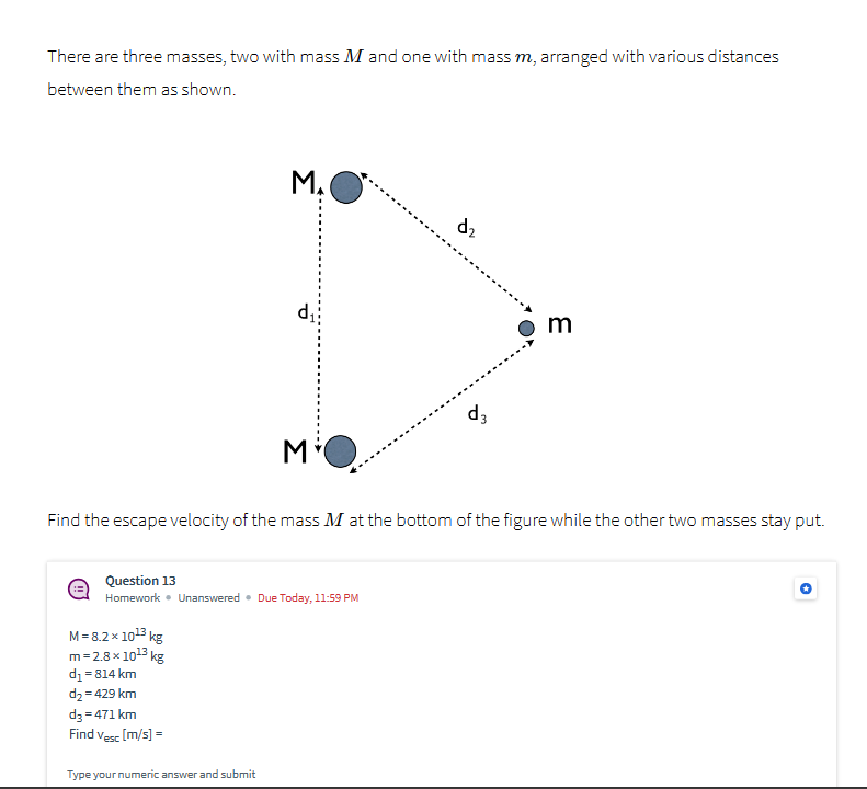 Solved There are three masses, two with mass M and one with | Chegg.com