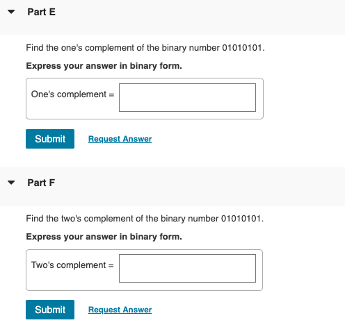 Solved Find the one's complement of the binary number | Chegg.com