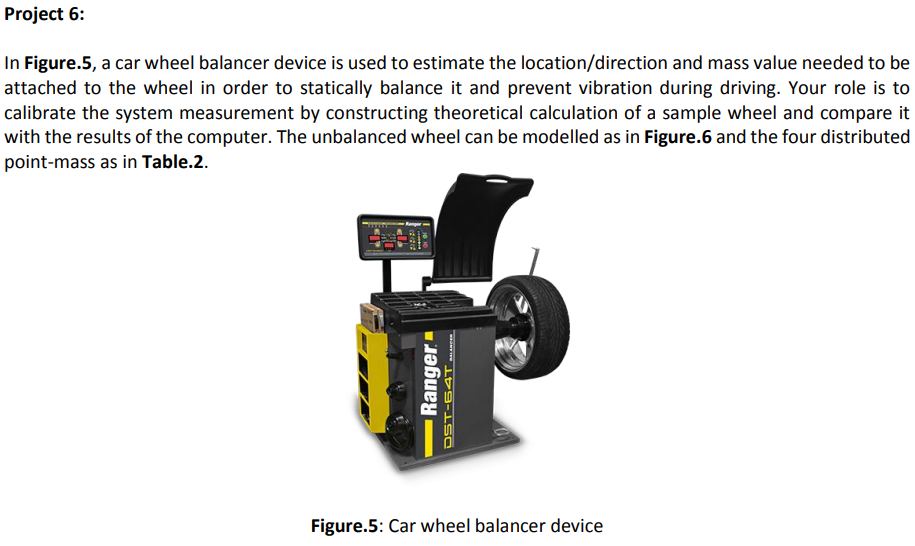 Solved Project 6: In Figure.5, a car wheel balancer device | Chegg.com
