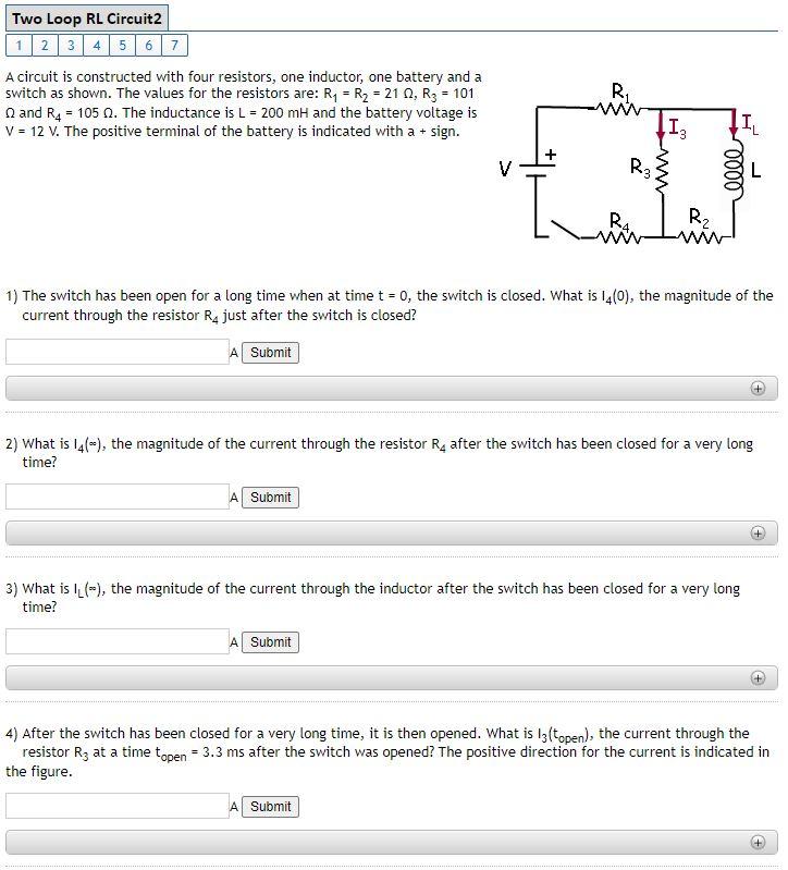 Solved Two Loop RL Circuit 1 2 3 4 5 6 7 A circuit is | Chegg.com