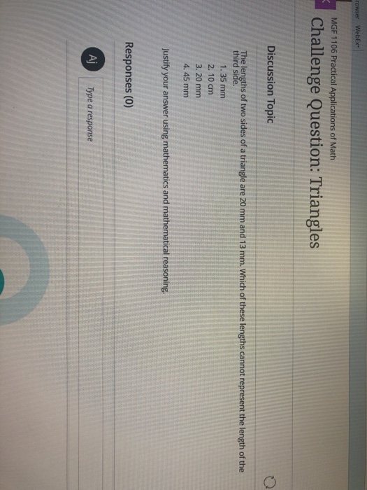 Solved r WebEx MGF 1106 Practical Applications of Math | Chegg.com