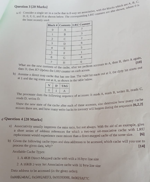 Solved by an EXPERT Question 3 [20 ﻿Marks]Aa) ﻿Consider a single set in a | Chegg.com