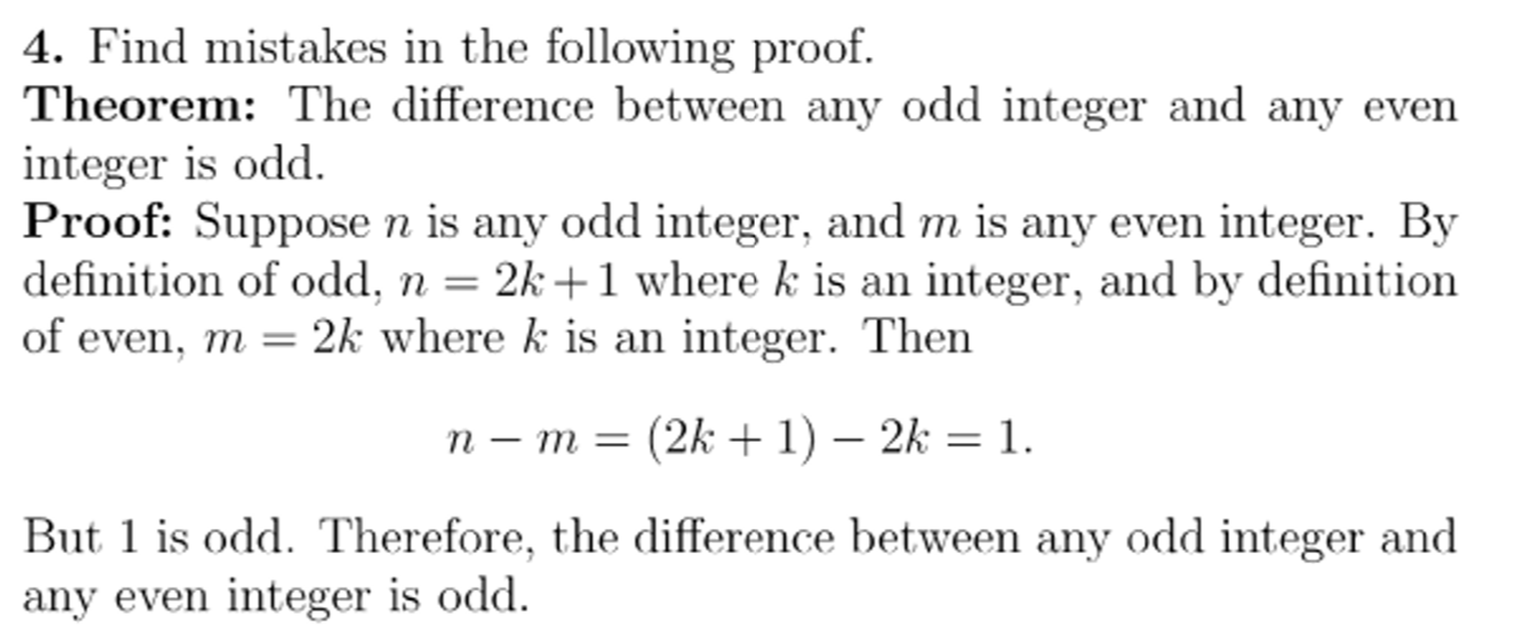 Solved 4. Find mistakes in the following proof. Theorem: The | Chegg.com