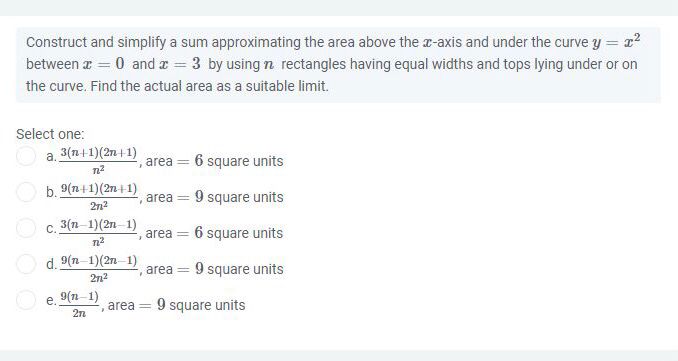 Solved Construct and simplify a sum approximating the area | Chegg.com