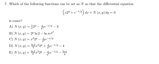 Solved 7. Which of the following functions can be set as N | Chegg.com