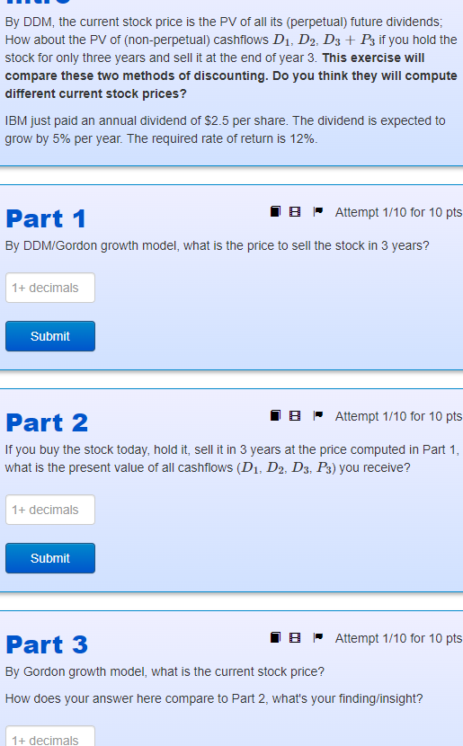 Solved By DDM, the current stock price is the PV of all its | Chegg.com