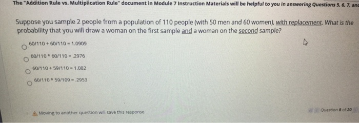 Solved The "Addition Rule vs. Multiplication Rule" document | Chegg.com