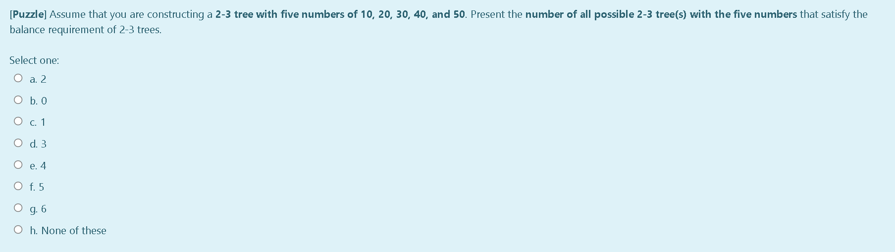 Solved [Puzzle] Assume that you are constructing a 2-3 tree | Chegg.com