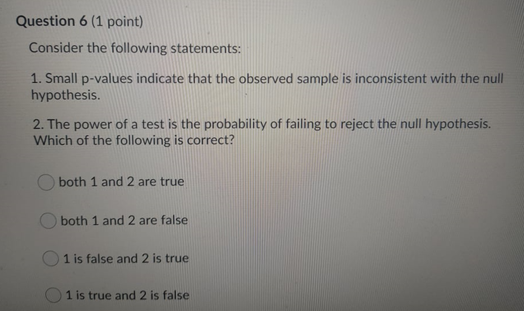 Solved Question 6 (1 point) Consider the following | Chegg.com